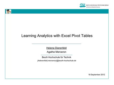 Learning Analytics With Excel Pivot Tables Ppt