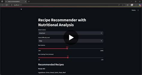 Datascience Streamlit Machinelearning Nutrition Reciperecommendation Shree Darshan