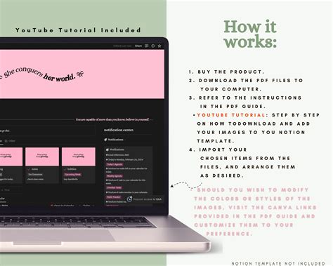 Notion Customization Cute Aesthetic Bundle That Girl Planner Pink Covers And Dividers