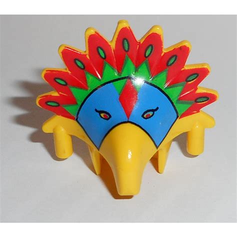 Lego Jungle Headdress With Blue Mask And Red And Green Feathers Pattern