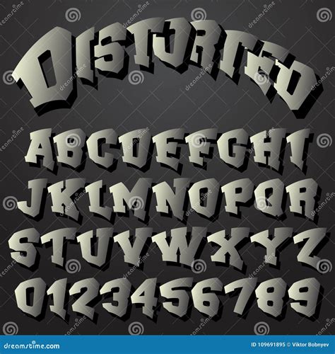 Alphabet Font Distorted Design Stock Vector Illustration Of Number Alphabet