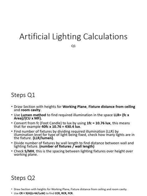 Artificial Lighting Calculations Pdf