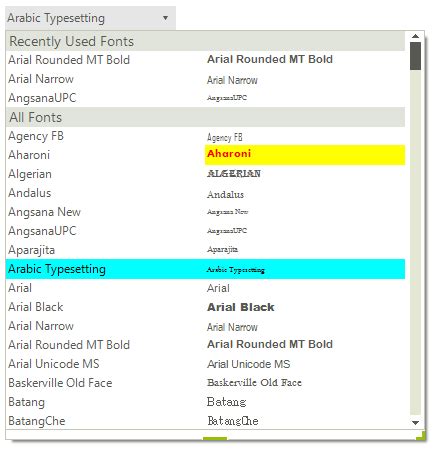Formatting Items RadFontDropDownList Telerik UI For WinForms