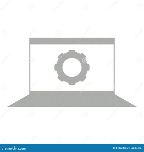 Isolated Laptop With A Gear Symbol Programming Code Stock Vector Illustration Of Script