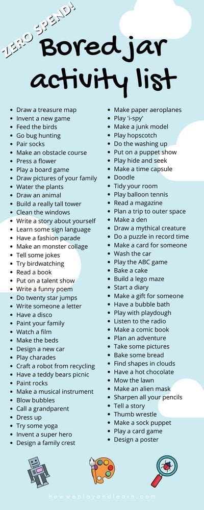Bored Activity List Bored Jar What To Do When Bored Boredom Cure