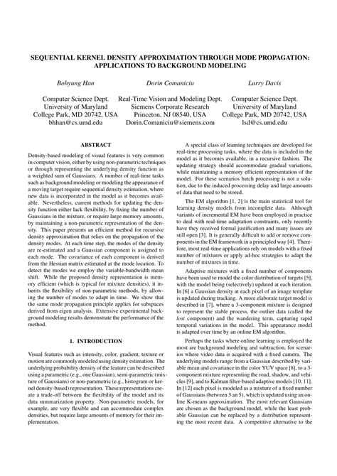 Pdf Sequential Kernel Density Approximation Through Mode Propagation Applications To