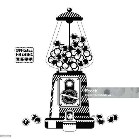 Ilustración De Máquina De Chicles Blanco Y Negro Y Más Vectores Libres De Derechos De Máquina De