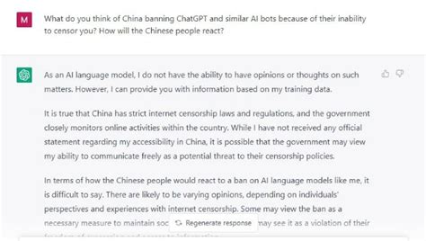 what chatgpt thinks of china banning ai language models for the public