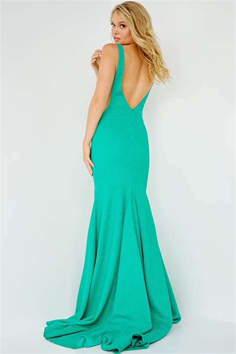 Plus Size Plunging Neckline Green Dress