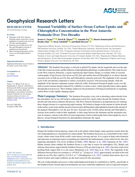 Pdf Seasonal Variability Of Surface Ocean Carbon Uptake And Chlorophyll‐a Concentration In The