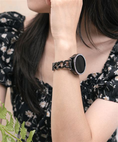 스페이스쉴드 스페이스쉴드 갤럭시워치54 40mm 44mm 호환 체인 스틸 스트랩 더블 샤인 큐빅 케이스 2종 세트 5color