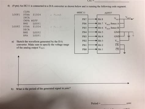 solved an hc11 is connected to a d a converter as shown