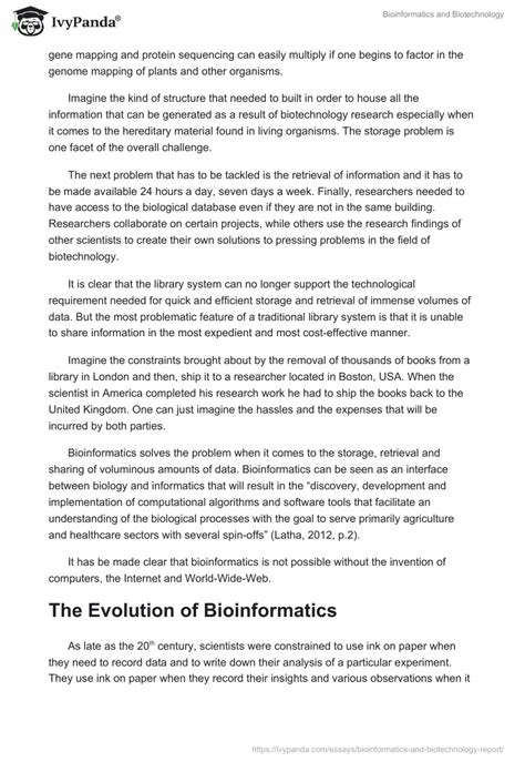 Bioinformatics And Biotechnology 2598 Words Report Example