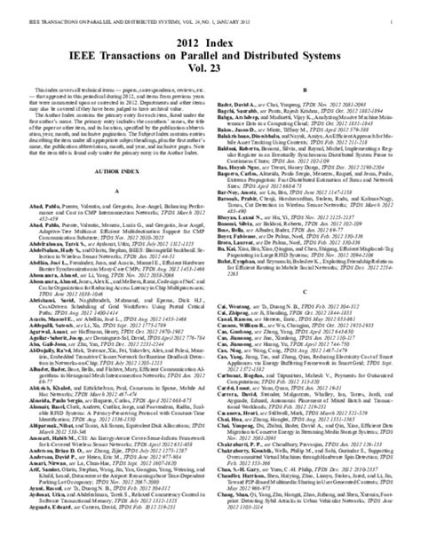 Pdf 2012 Index Ieee Transactions On Parallel And Distributed Systems