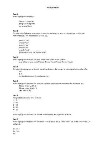 Python Audit 1 G Taylor Page 1 3 Flip PDF Online PubHTML5