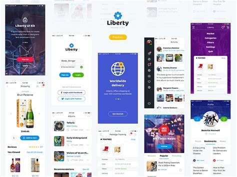 Liberty Mobile Ui Kit Sample Sketch Freebie Download Free Resource