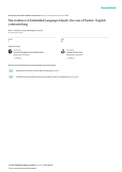 Theevidenceof Embedded Languageislandsthecaseof Pashto