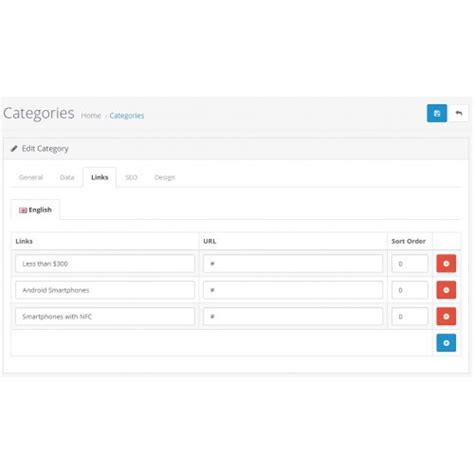 OpenCart Category Links