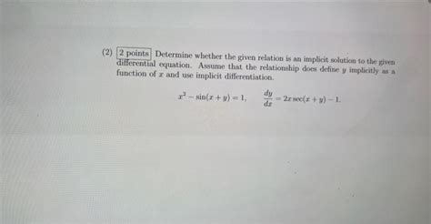 solved 2 2 points determine whether the given relation is