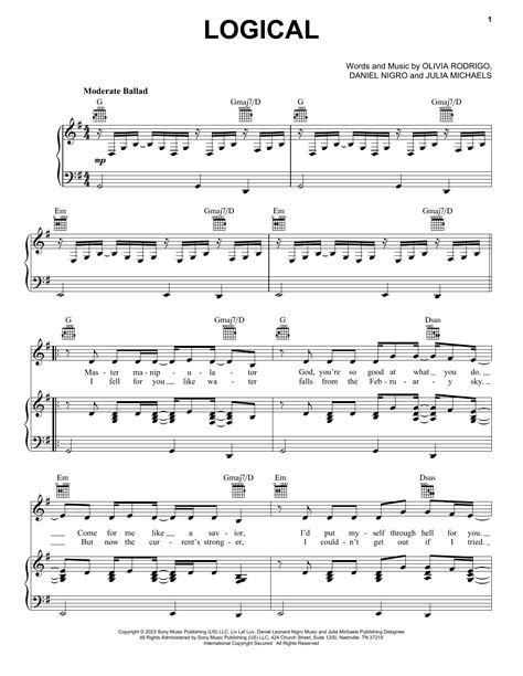 Olivia Rodrigo Logical Sheet Music Notes Download Printable Pdf