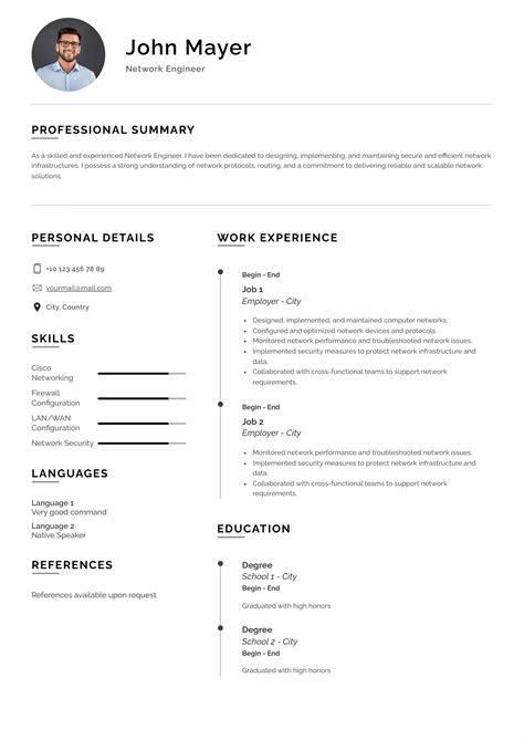Network Engineer Resume Templates For A Strong Resume