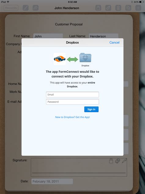 Configuring Formconnect To Use Dropbox