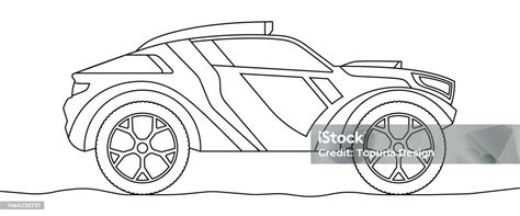버기 랠리 스포츠카 색칠하기 책 페이지 오프로드 차량 개요 벡터 일러스트 레이 션 4x4 자동차에 대한 스톡 벡터 아트 및 기타 이미지 4x4 자동차 Brand