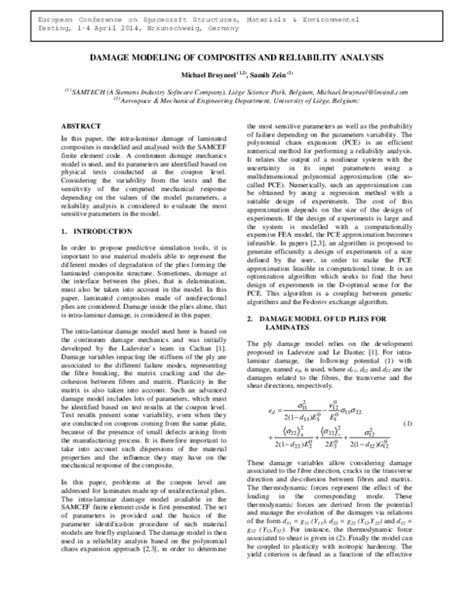 Pdf Damage Modeling Of Composites And Reliability Analysis