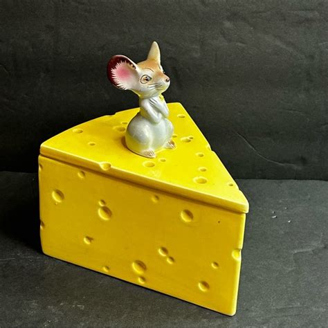 Kitchen Vintage Mcm Mouse On Cheese Ceramic Cheese Cracker Serving
