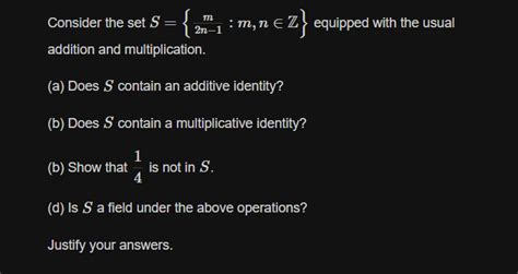 Solved Consider The Set S {z 2 M N € Z} Equipped With The