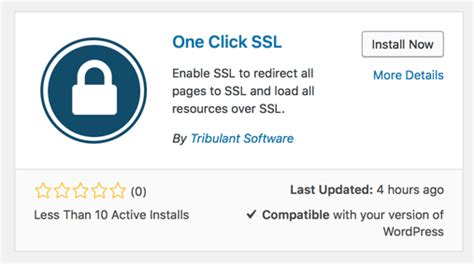 Wordpress One Click Ssl Plugin