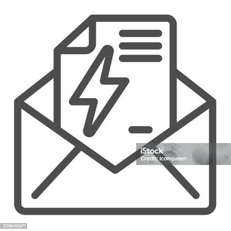 봉투 전기 청구서 종이 선 아이콘 전기 서비스 개념 벡터 그래픽입니다 흰색 배경에 편지와 번개 기호 모바일 또는 웹 디자인을위한