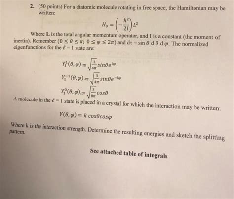 Solved Points For A Diatomic Molecule Rotating In Free Chegg