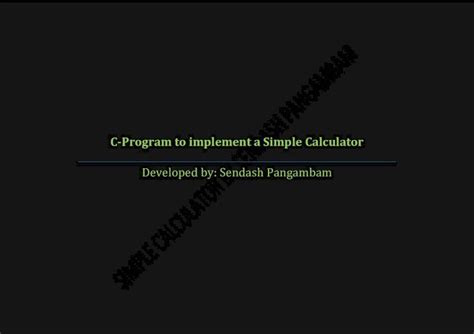Pdf C Program To Implement A Simple Calculator Dokumen Tips