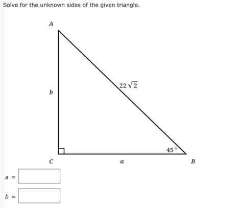 Solved Solve For The Unknown Sides Of The Given Triangle Chegg