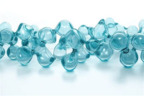 Aqua Colored Translucent Water Molecules Form Clusters On White Background Abstract 3d