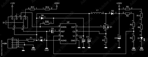 Schematic Diagram Of Electronic Device On Sheet Of Paper Vector Drawing Electrical Circuit With