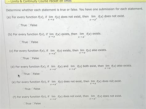 [answered] limits continuity course packet on limits determine whether