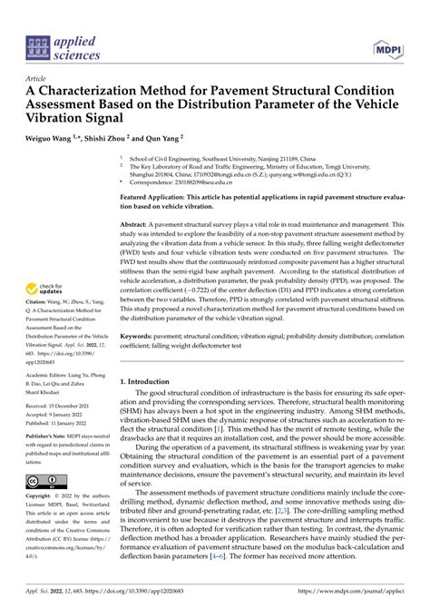 Pdf A Characterization Method For Pavement Structural Condition Assessment Based On The