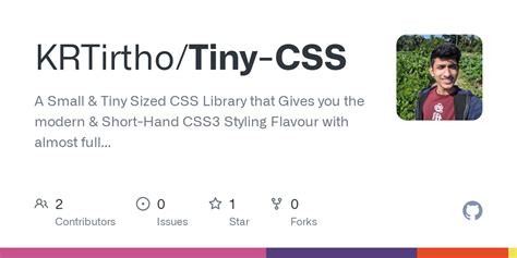 Github Krtirthotiny Css A Small And Tiny Sized Css Library That Gives