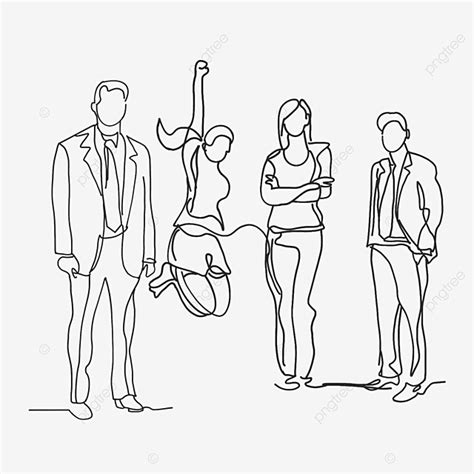 만화 비즈니스 협력 일러스트 승리 선 초안 그림 클립 아트 흑백 선 사무실 Png 일러스트 및 Psd 이미지 무료 다운로드 Pngtree