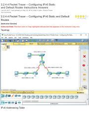 Packet Tracer Configuring IPv Static And Default Routes Instructions Answers Pdf