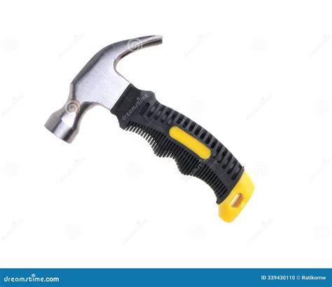 New Small Hammer With A Black And Yellow Rubber Handle Isolated On