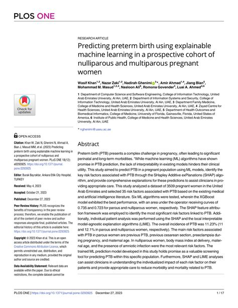 Pdf Predicting Preterm Birth Using Explainable Machine Learning In A