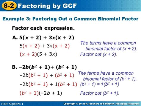8 2 Factoring By Gcf Warm Up Identifying
