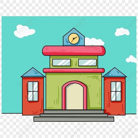 학교 일러스트 건물 유치원 초록 교실 Png 일러스트 무료 다운로드 Lovepik