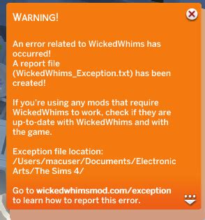 Last Exception Wicked Whims Bug Technical Support WickedWhims LoversLab