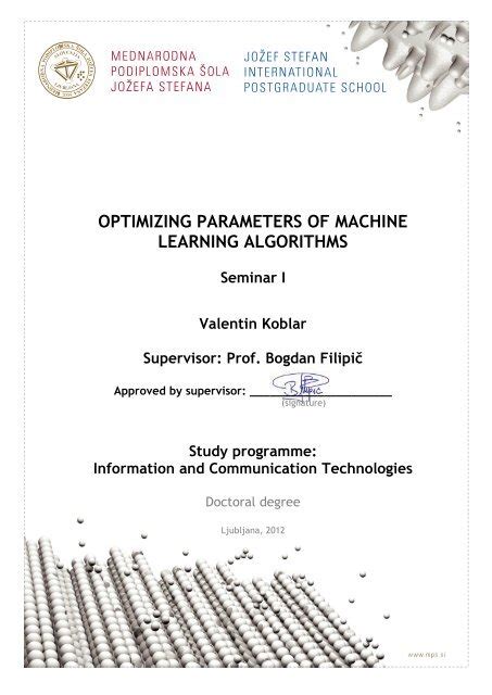 optimizing parameters of machine learning algorithms