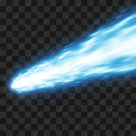 Cosmic Blue Comet Realistic Meteor With Luminous Trail And Sparks Png Premium Psd