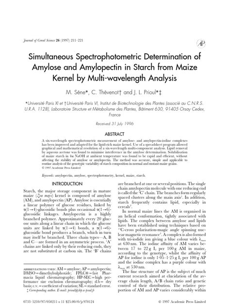 Simultaneous Spectrophotometric Determination Pdf Starch Solubility